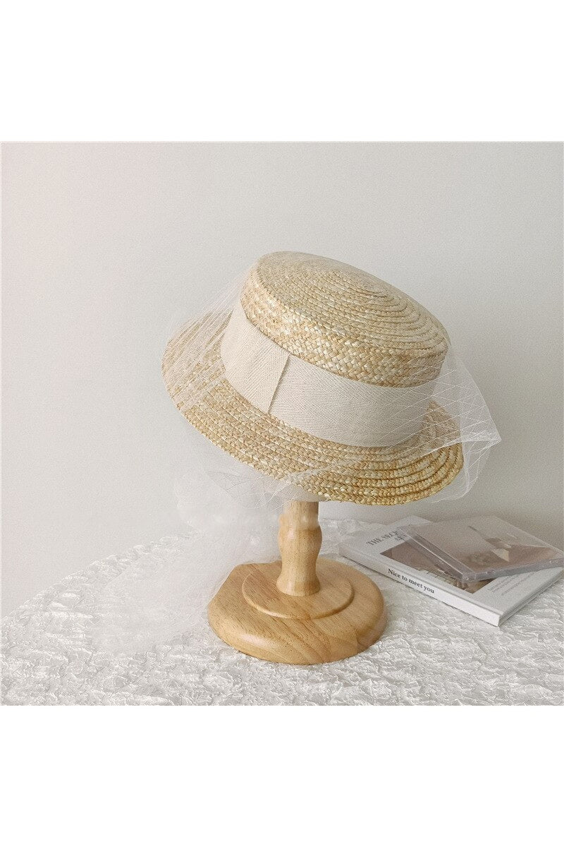 Cottagecore French Flat-top Wheat Straw Hat - Сottagecore clothes